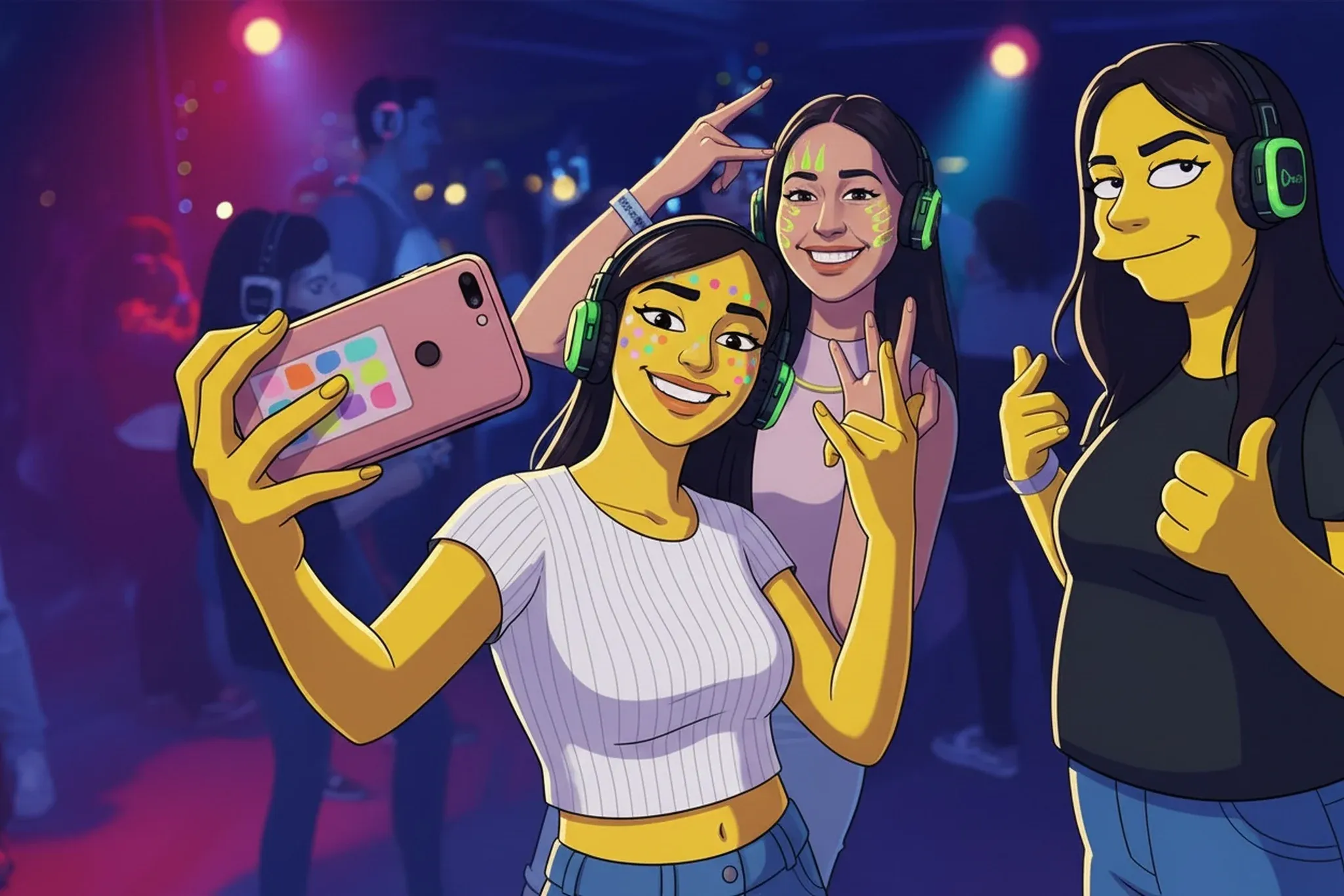 change it into modern Simpsons style with updated character designs
